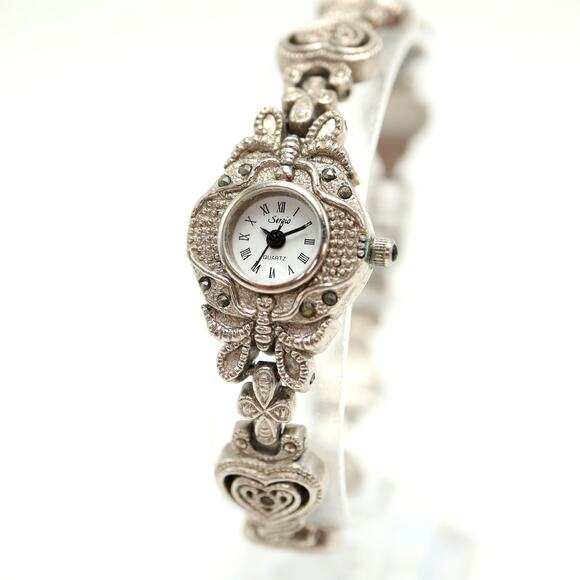 Sergio | Accessories | Vintage Sergio Marcasite Women Silver Tone 2mm ...